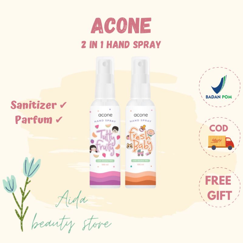Jual Acone 2 in 1 hand spray | sanitizer | parfum aroma buah & bedak ...