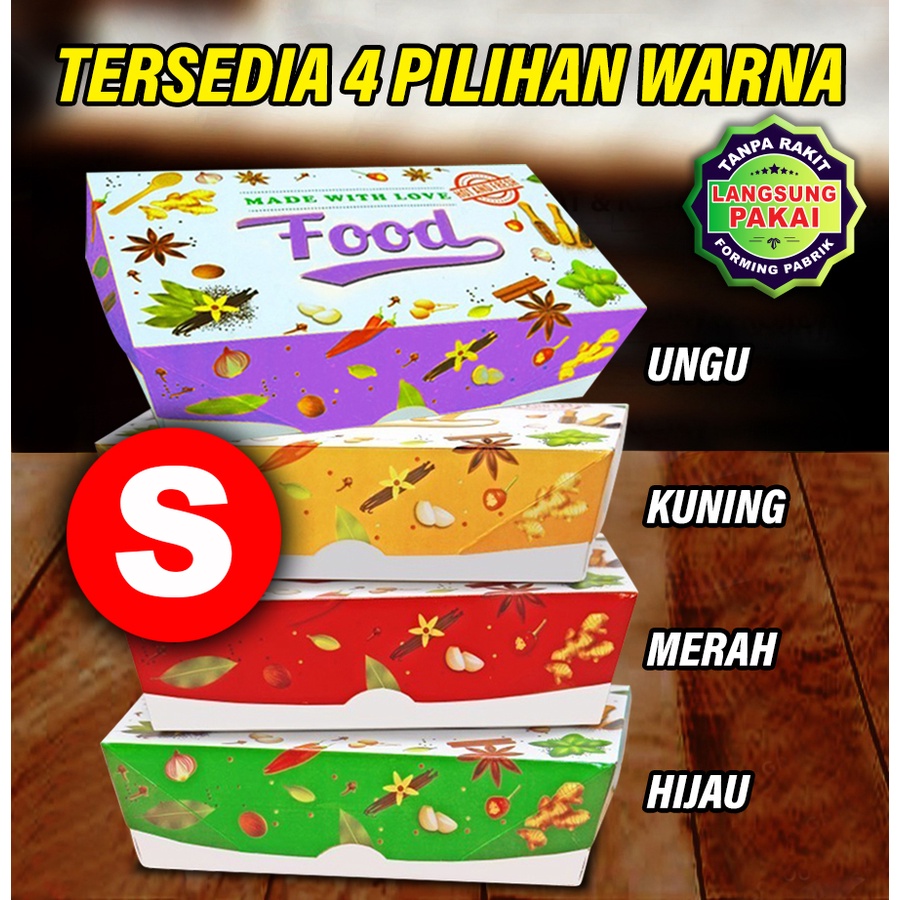 Jual Lunch Box Paper FOOD - VARIASI VARIASI WARNA | ( S ) SMALL ( 50 pc ...