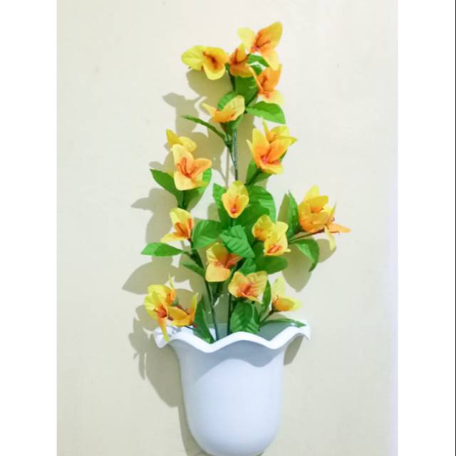 Jual BUNGA BOUGENVILE ARTIFICIAL + VAS DINDING / VAS MEJA (BISA COD ...
