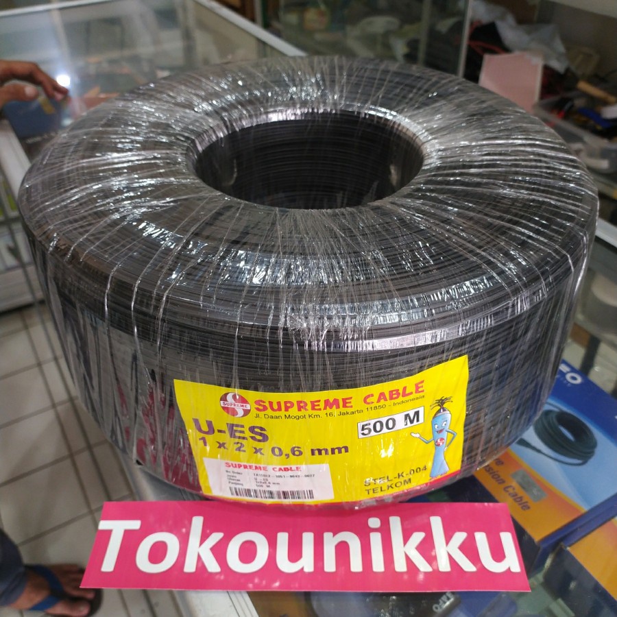 Jual SUPREME KABEL TELEPON HITAM OUTDOOR /DROPWIRE (500 MTR) | Shopee ...