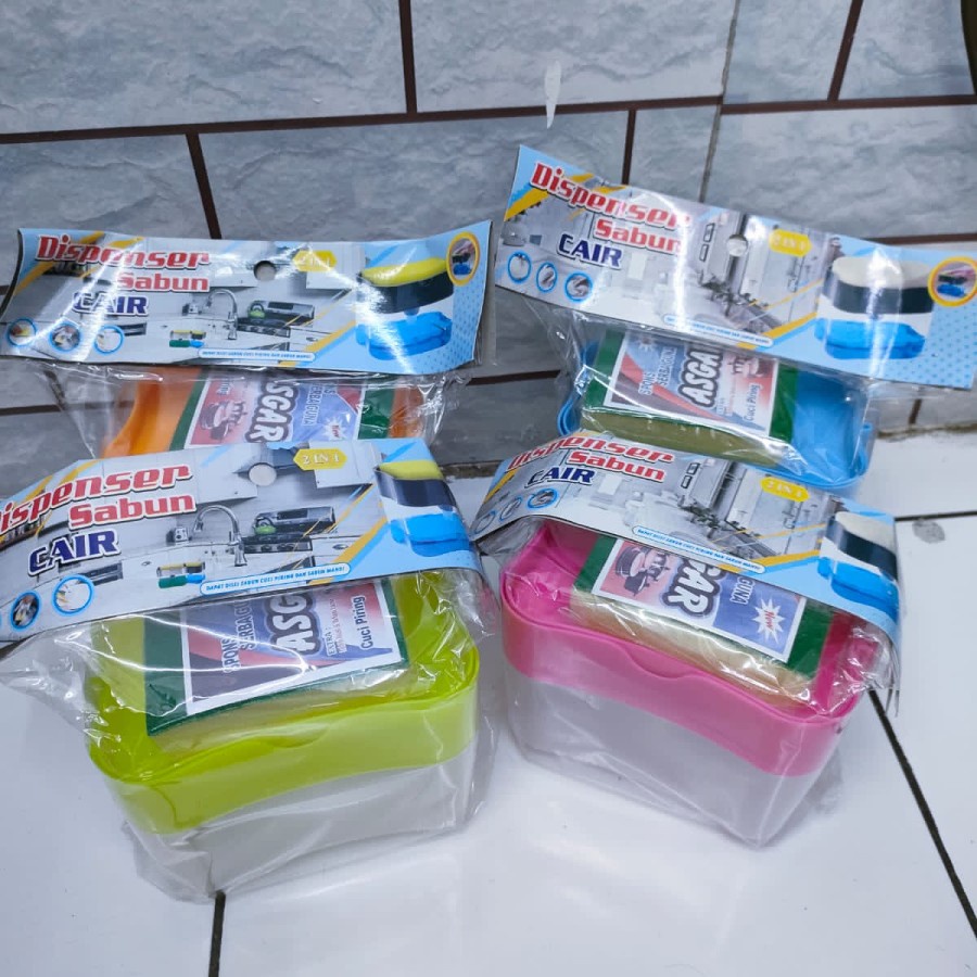 Jual dispenser tempat sabun cuci piring / soap pump sponge caddy ...