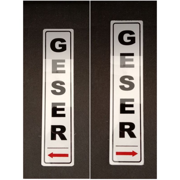 Jual sign label / sign board Geser kanan Geser kiri ukuran 19.5 cm x 4 ...