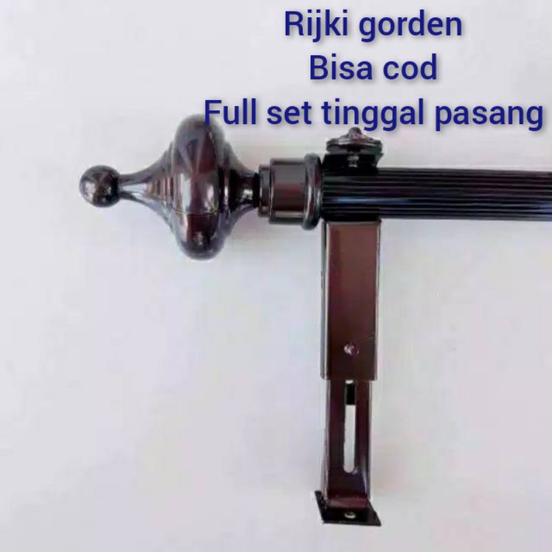 Jual Batang besi rel tiang pipa gorden hitam full set murah | Shopee ...