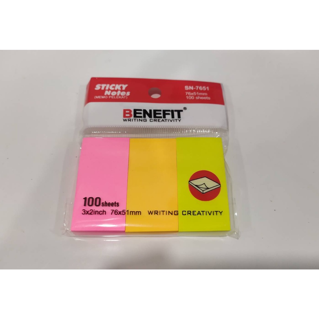 Jual Sticky Notes / Memo Tempel / Bookmarker Benefit SN-7651 3 Potong ...