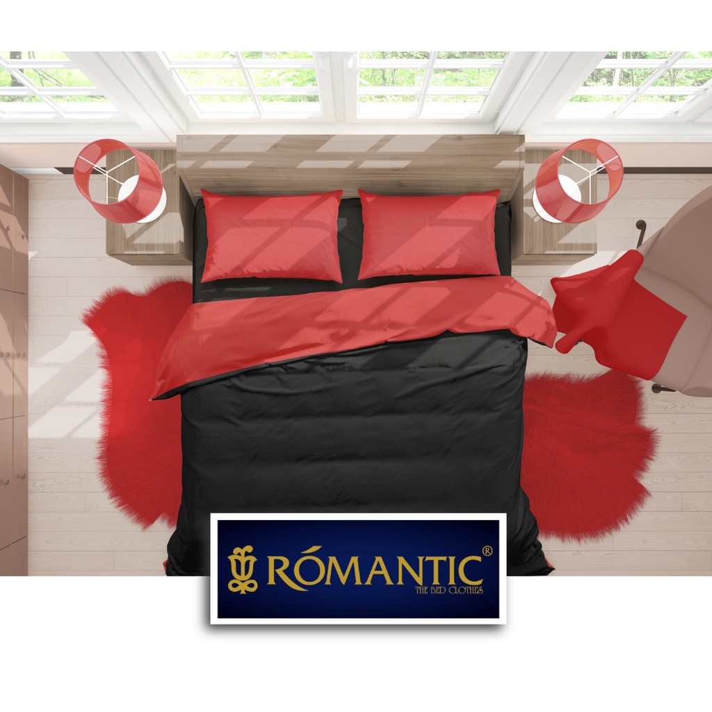 Jual Two Tone Bedcover ROMANTIC Merah x Hitam aesthetic Bandung ...