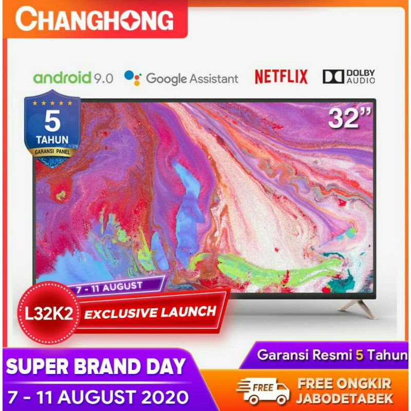 Jual [Exclusive New product] CHANGHONG 32INCH Android 9.0 SMART LED TV-NETFLIX-L32K2 | Shopee ...