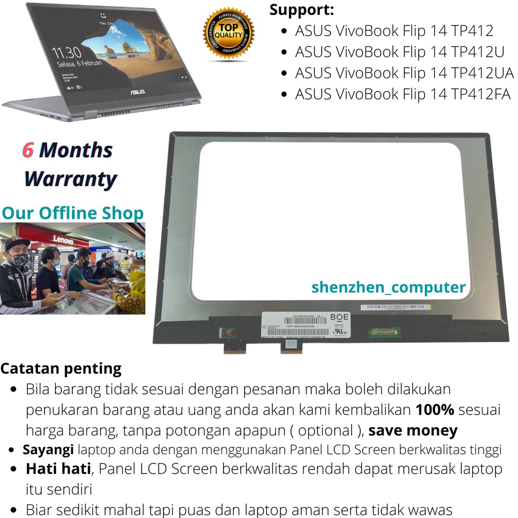 Jual LCD ASUS VivoBook Flip 14 TP412 TP412U TP412UA TP412FA original ...
