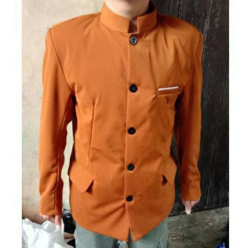 Jual jas mandarin terbaru warna coklat | Shopee Indonesia