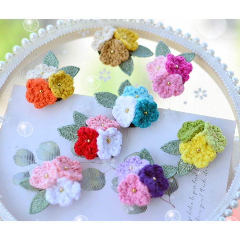 Jual (pimenova) Klip Jepit Rambut Desain Bunga rajut Gaya Korea Untuk ...