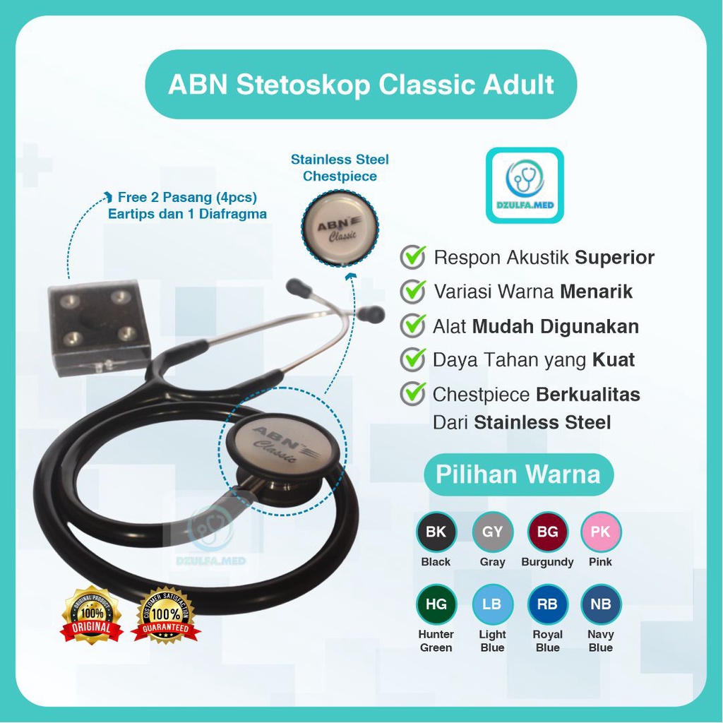 Jual ABN Stethoscope Classic Adult Dzulfamed Stetoskop Klasik Dewasa ...