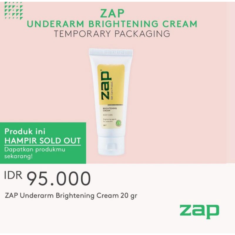 Jual ZAP UNDERARM BRIGHTENING CREAM 20GR | Shopee Indonesia