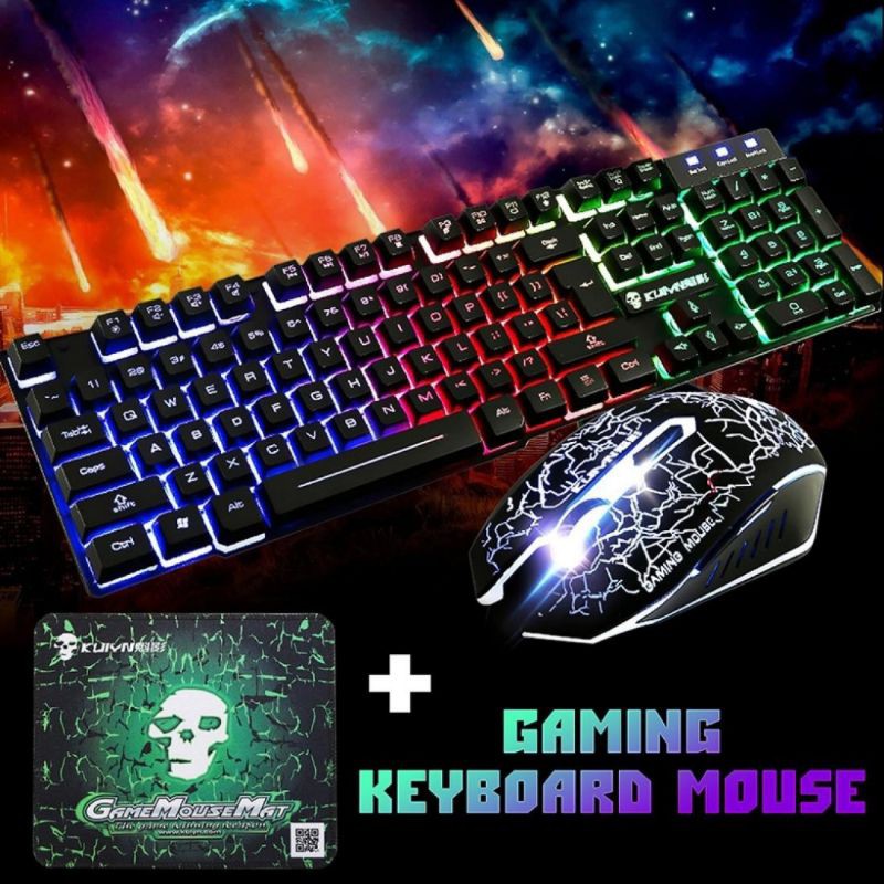 Jual [cod] Kuiyn T6 Set Keyboard Dan Mouse Gaming Manipulator Dengan Kabel Panjang 1 5m Shopee