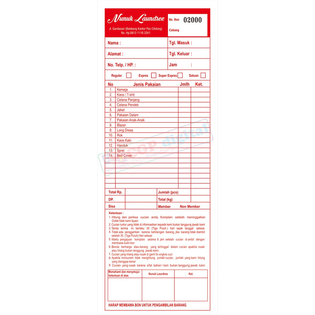 Jual Nota 3 Ply Dengan Nomorator Untuk Laundry Toko Klinik Dll Bahan ...