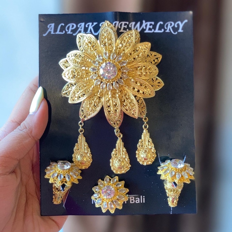 Jual Set Bros Tunjung Padi / aksesoris bali/ alpaka bali | Shopee Indonesia