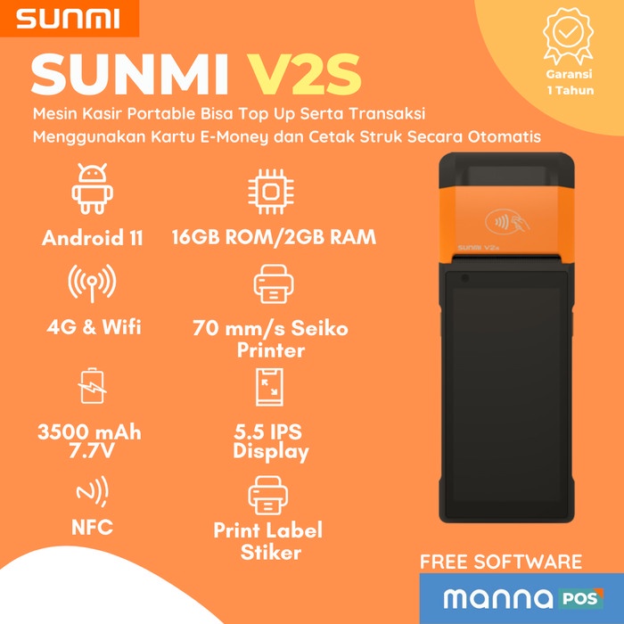 Jual Promo Mesin Kasir Android Portable Printer SUNMI V2 Pro V2s 4G - V2S LABEL | Shopee Indonesia