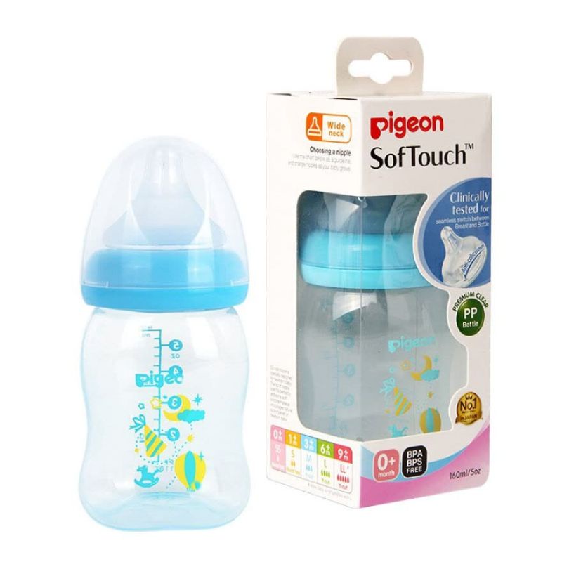 Jual Botol Pigeon PP clear wide neck / botol pigeon Soft touch peristaltic plus wide neck 160 ml ...