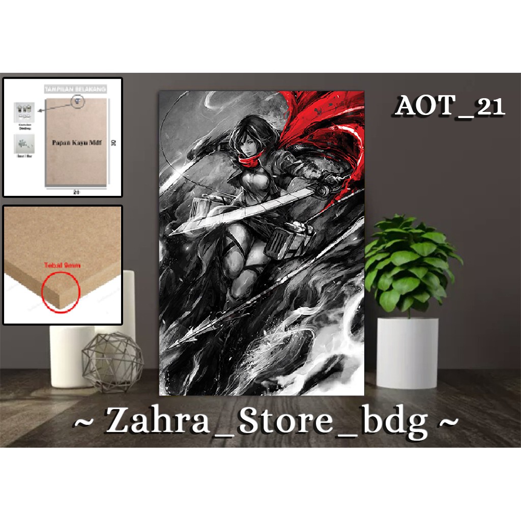 Jual Poster Dinding kayu Anime AOT/Hiasan Dinding Rumah Anime Attack on ...