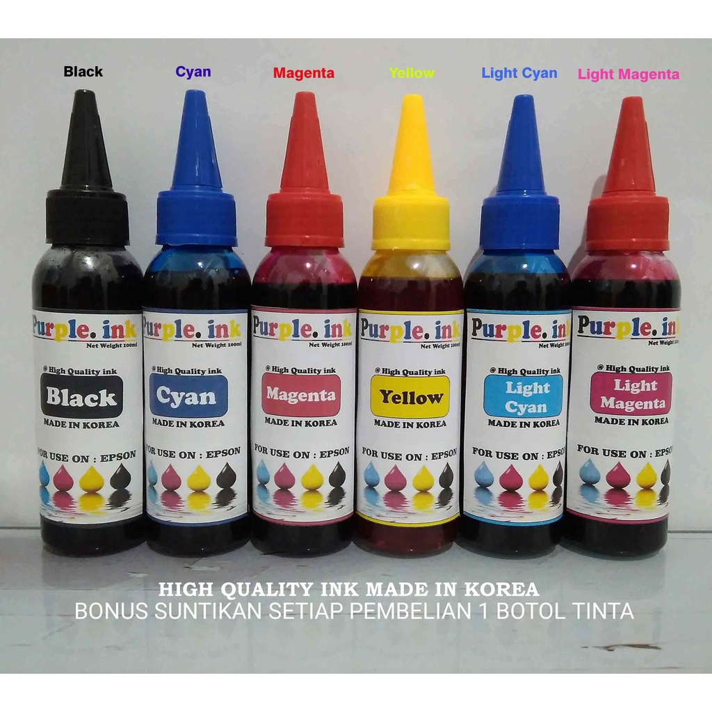 Jual TINTA REFILL PRINTER EPSON ISI 100ML PURPLE INK ( TERSEDIA 6 VARIAN WARNA ) | Shopee Indonesia