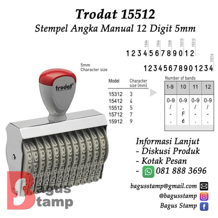 Jual Stempel Angka Manual 12 Digit 5mm Trodat 15512 | Shopee Indonesia