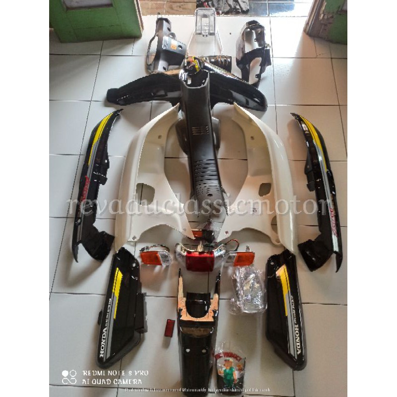 Jual paket fullset cover body honda grand bulus list striping kuning ...