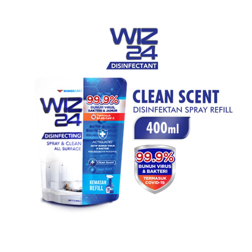 Jual Wiz 24 Disinfectant Spray & Clean Refill Clean Scent 400 ml ...