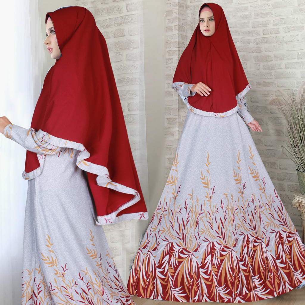 Jual [Syari feliciya RO] baju muslim wanita wolfis merah putih Bayar di ...