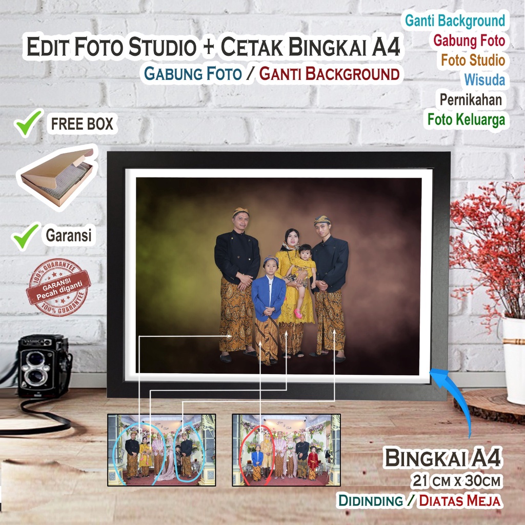 Jual Edit Foto STUDIO + Cetak Bingkai A4 - Gabung Foto - Ganti ...