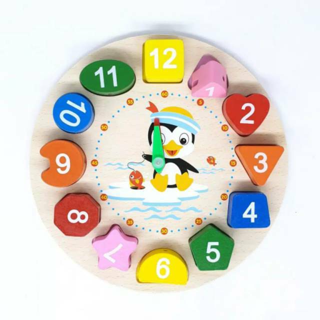 Jual Jam Kayu Anak Puzzle Jam Dinding Ronce Puzzle Beads Clock Wooden ...