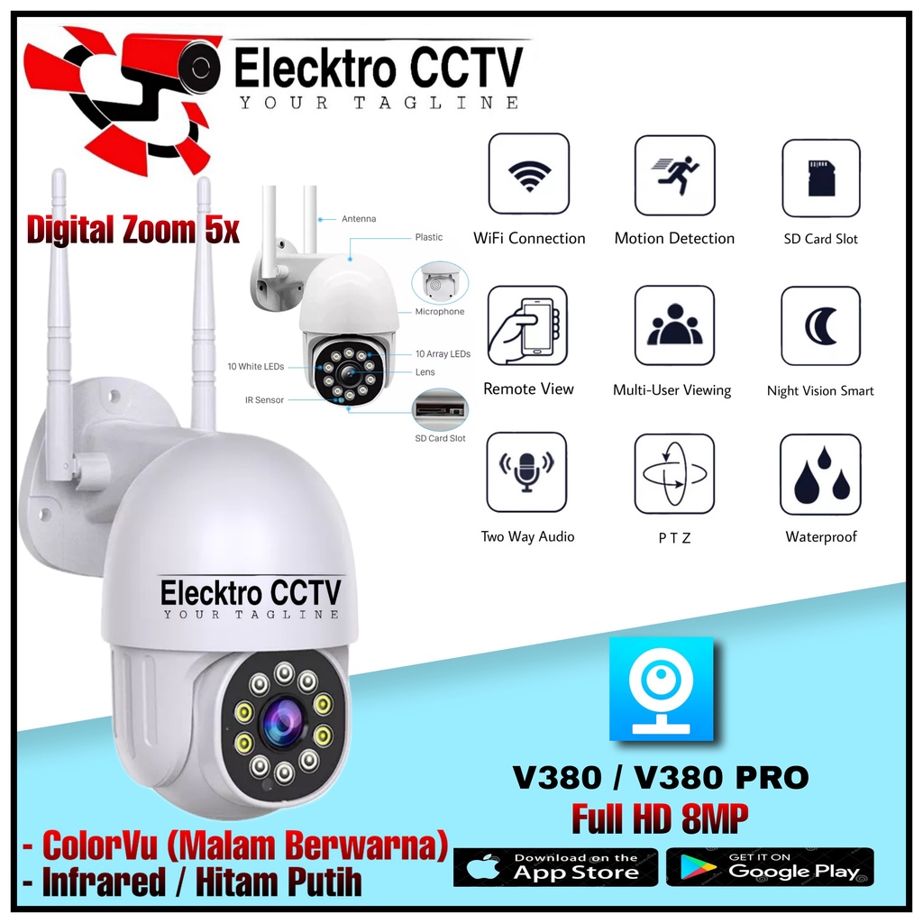 Jual CCTV IP CAMERA OUTDOOR CCTV WIRELESS CCTV WIFI 1080P FULL HD PTZ ...