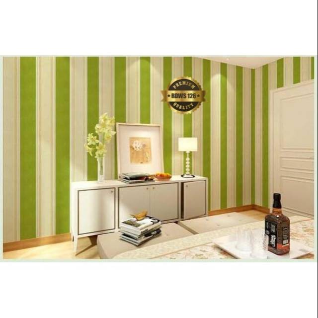 Jual Wallpaper Dinding Motif Salur Hijau/ Tebal dan tidak murah Robek | Shopee Indonesia