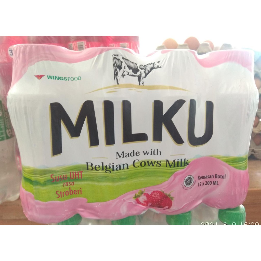 Jual Susu Milku Rasa Strawberry (1 krak isi 12 botol) 200 ml | Shopee ...