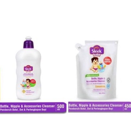 Jual Sleek Baby Bottle Nipple Accessories Cleanser 500ml 450ml - Sleek ...