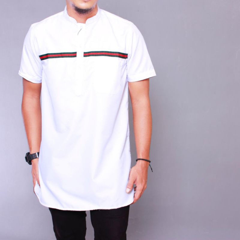 Jual gamis kurta tangan pendek berbagai warna putih tosca brown hitam ...