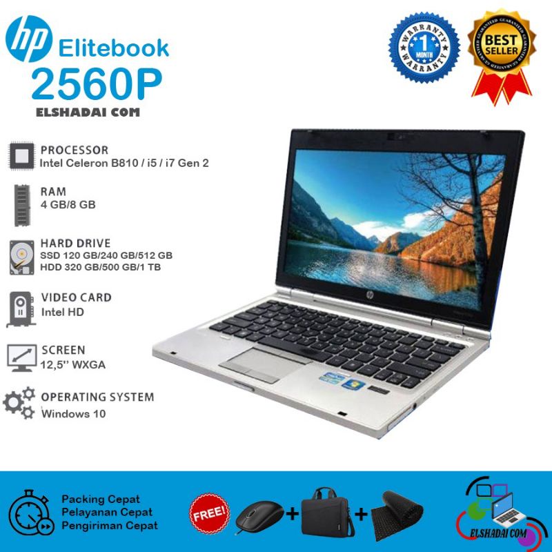 Jual Hp elitebook 2560p intel B810 ram 4 hdd 320 cam layar 12" inch ...