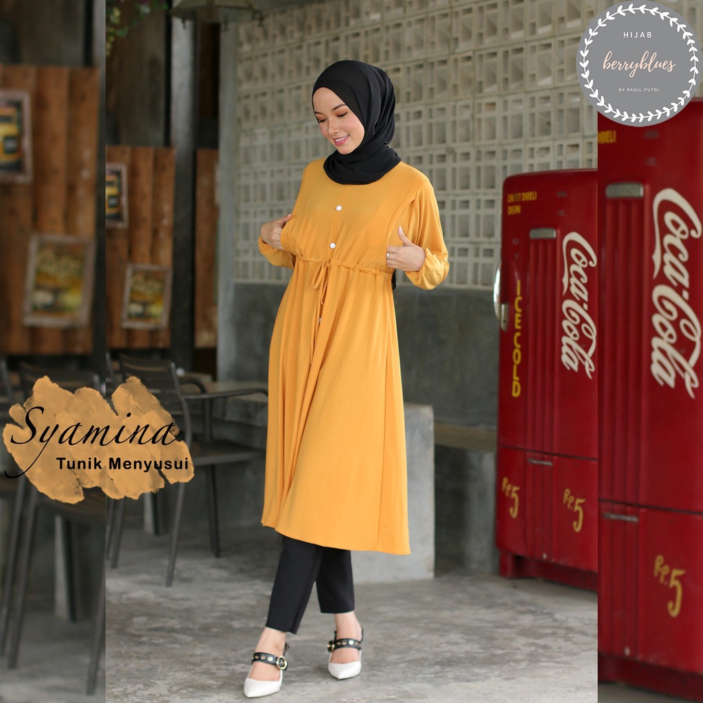 Jual Syamina Tunik menyusui bukaan kanan dan kiri dada bahan spandex ...