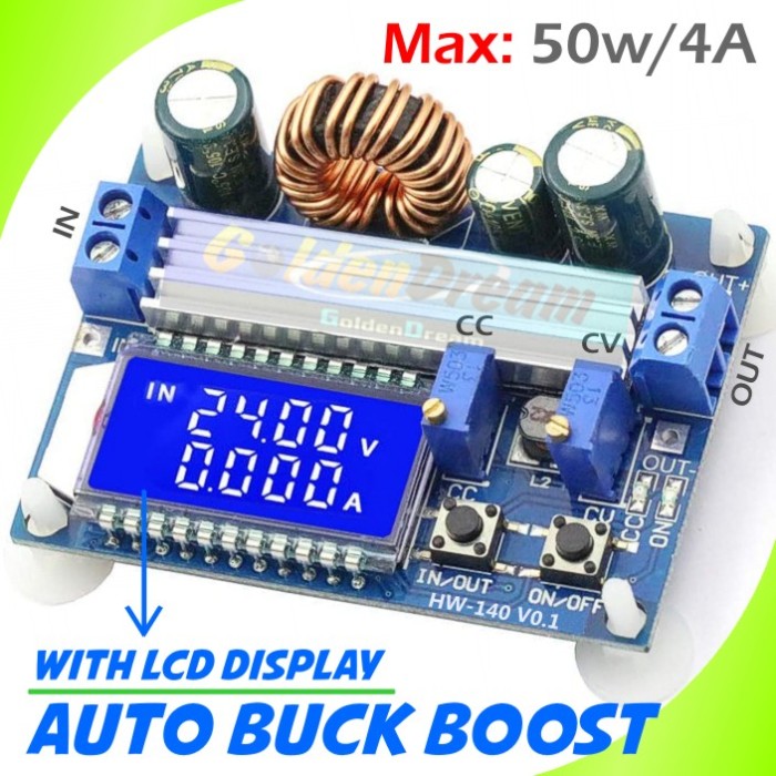 Jual With LCD Display Auto Buck Boost 50w 4A Step Up Down 35w HW 140 ...