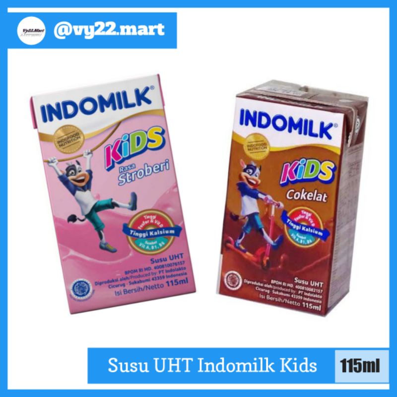 Jual Susu Indomilk Kotak Kids Susu UHT Rasa Cokelat / Stroberi 115ML | Shopee Indonesia