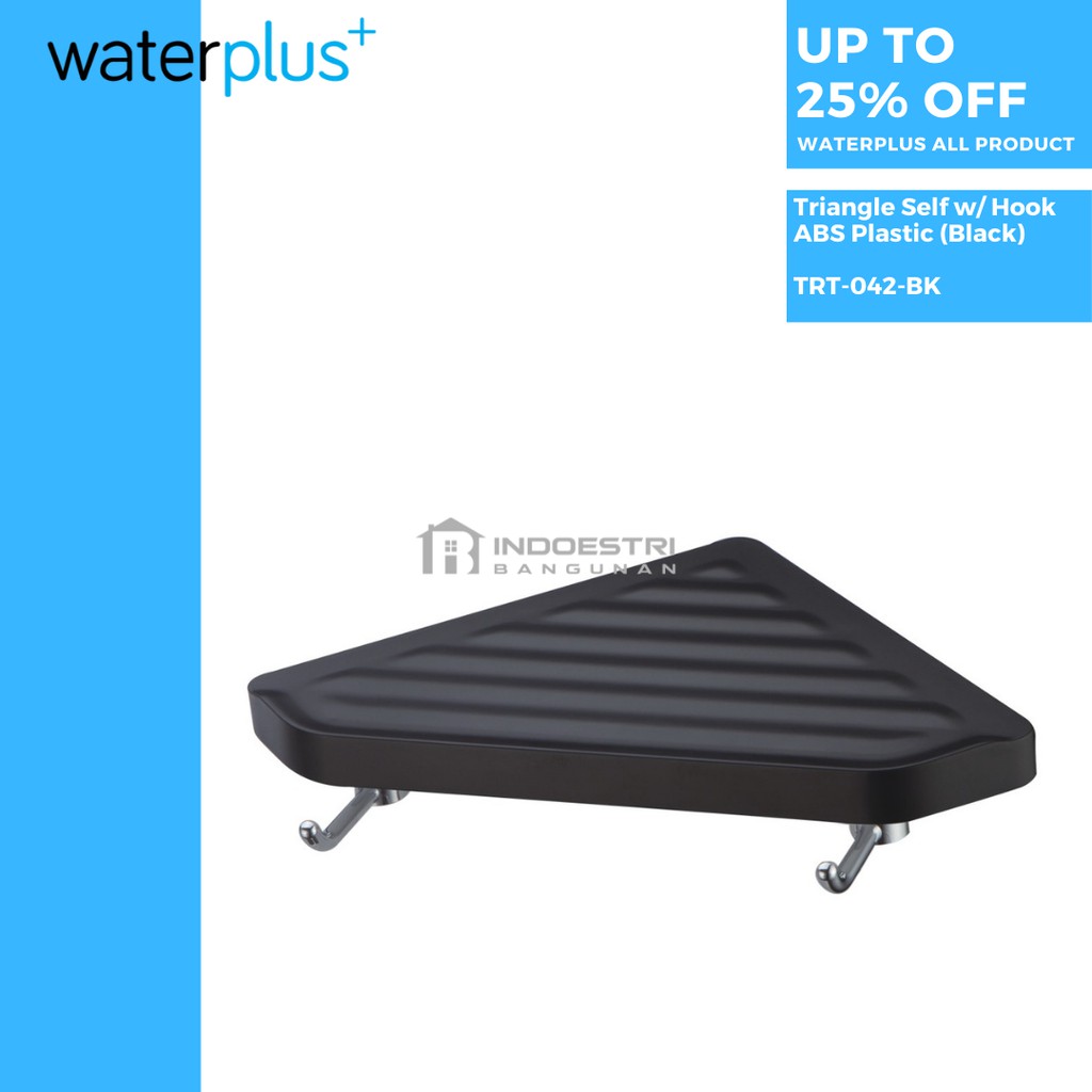 Jual Rak Kamar Mandi Sudut Waterplus TRT 042 BK / Triangle Shelf with Hook | Shopee Indonesia