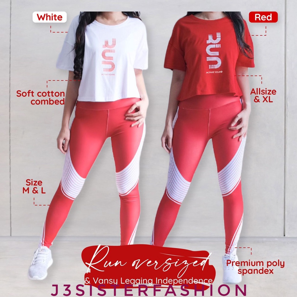 Jual BAJU OVERSIZE RUN LEGGING VANSY MERAH PUTIH BAJU AEROBIK BAJU ...