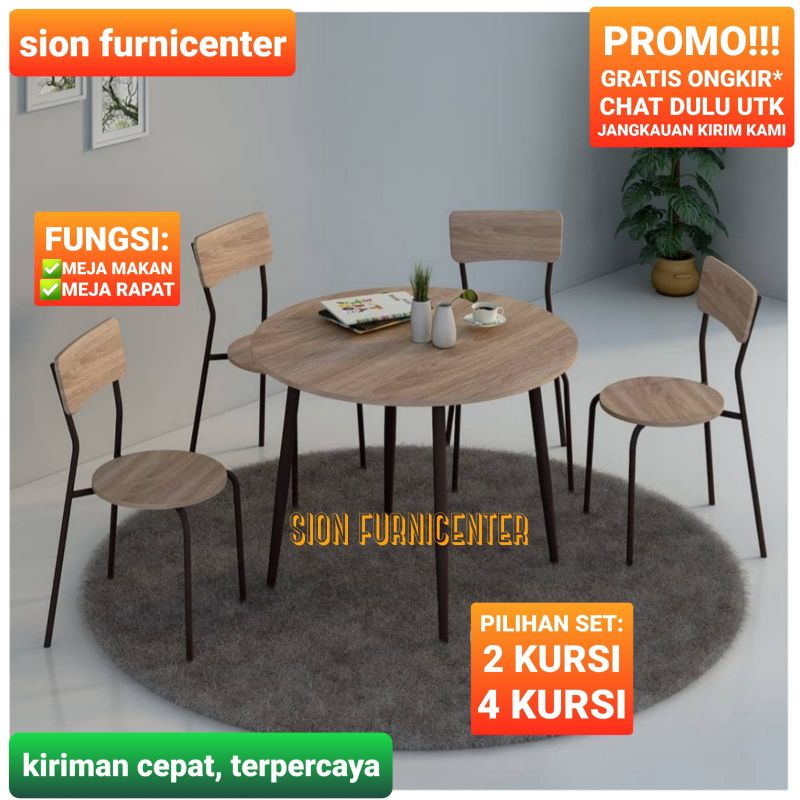 Jual meja makan bulat set 2 kursi / meja makan bundar set 2 kursi ...