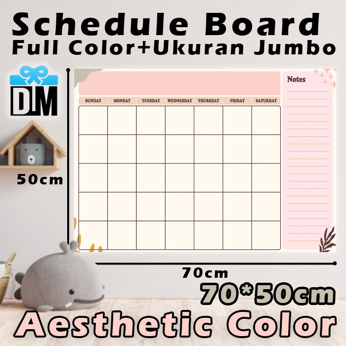 Jual Schedule Board Ukuran Jumbo A1 70x50cm Full Color Aesthetic Papan ...