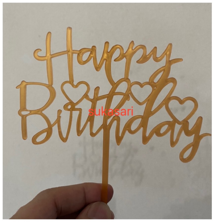 Jual Tusukan Happy birthday Gold no (22) / tusuk topper hb hbd emas ...