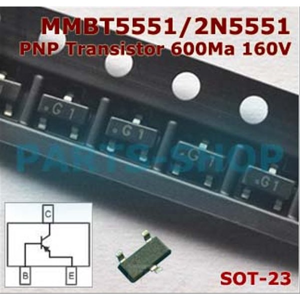 Jual transistor 2N5551 MMBT5551 SMD G1 PNP 600mA 150v SOT23 | Shopee ...