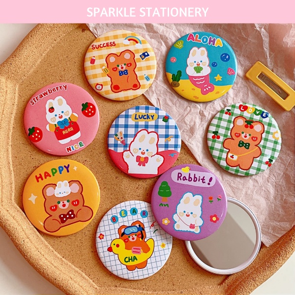 Jual Cermin Kaca Bulat Cute Cermin Make Up Mini Cermin Simpel Portable ...