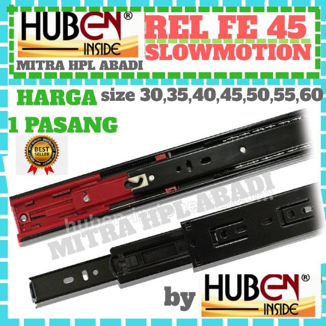 Jual Rel laci Huben FE 45-45cm SLOWMOTION full extension | Shopee Indonesia