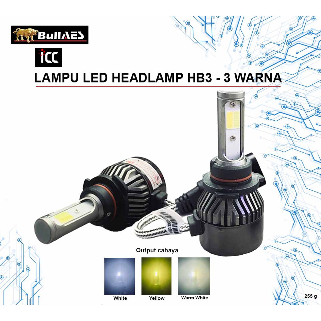 Jual LAMPU LED HEADLAMP HB3 3 WARNA Icplus 3600 Lumens 3000 4300 6000 ...
