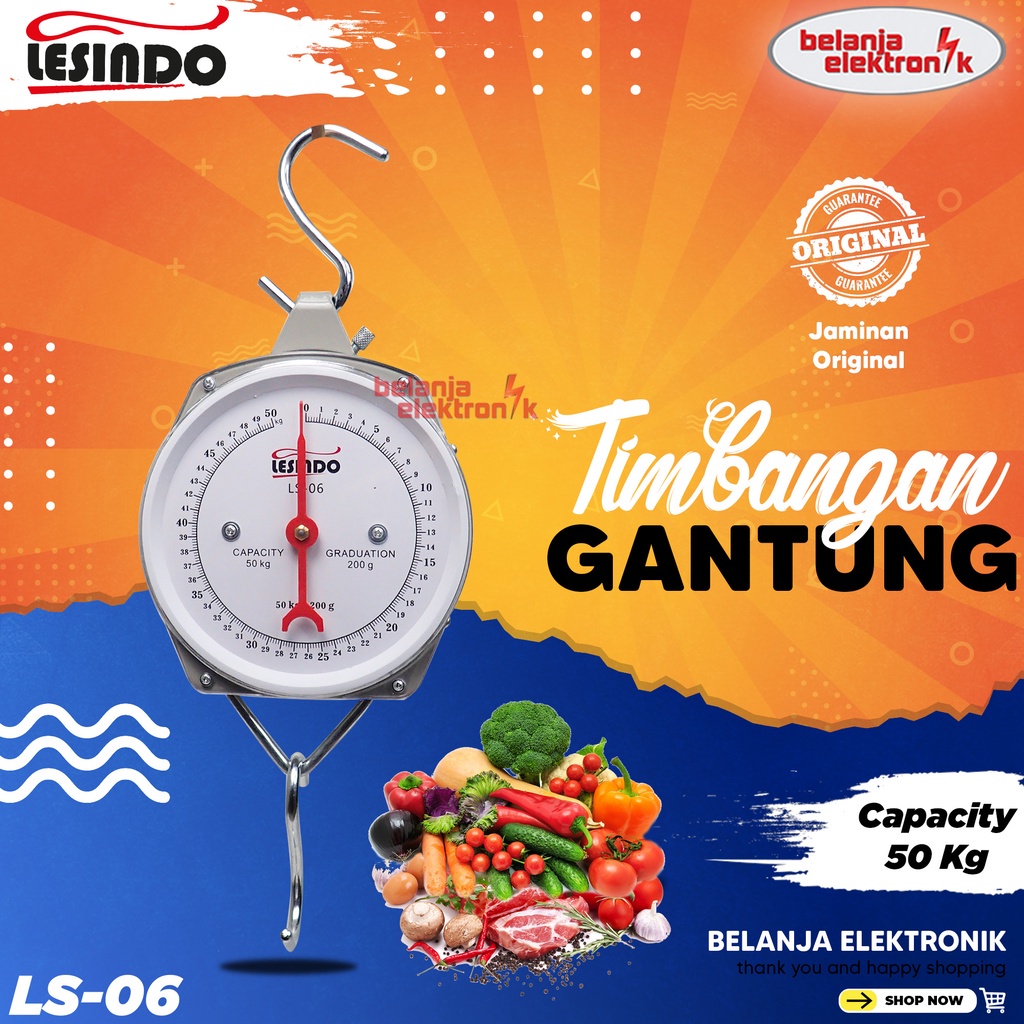 Jual TIMBANGAN GANTUNG BESI LESINDO LS 06 50 KG PENGUKUR BERAT HANGING ...