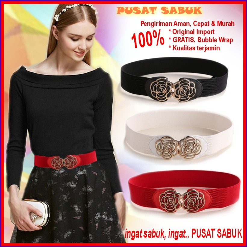 Jual Ikat Pinggang Gesper Cewek Fashion Belt Sabuk Bunga Kecil Korea Karet Women Gasper Slim ...