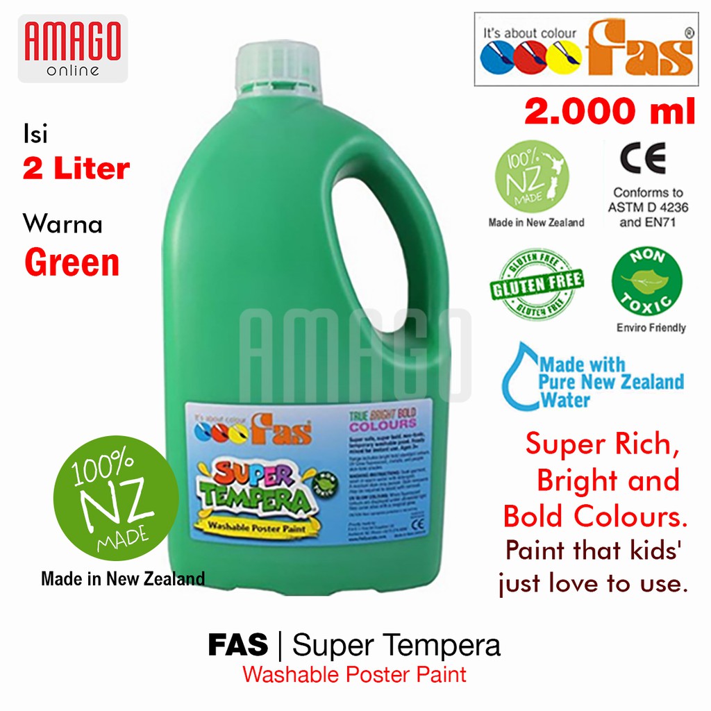 Jual Cat Poster Lukis FAS Super Tempera Washable Poster Paint 2 liter ...