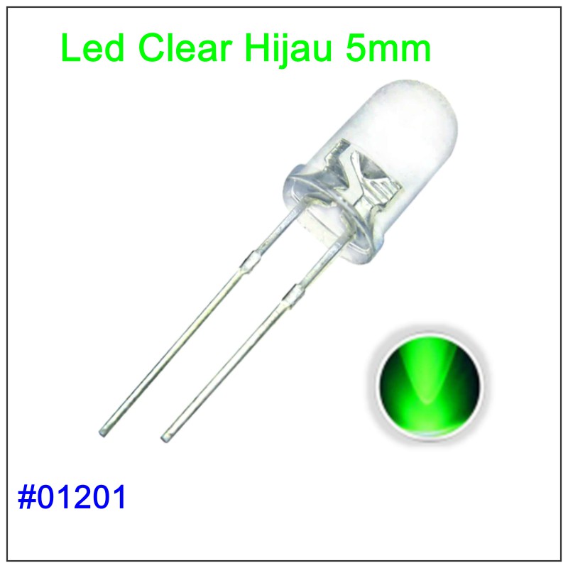 Jual Led Clear Hijau 5mm Diffused diode Led Bening Hidup Hijau Green ...
